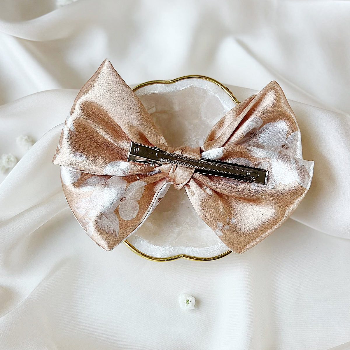 Cream Rose Pearl Medium Bow – Bebetheory